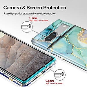 luolnh Pixel 7 Case,Google Pixel 7 Marble Glitter Brilliant Cute Design Soft Silicone Rubber TPU Bumper Cover Phone Case for Google Pixel 7 6.3 Inch(2022) -Abstract Mint