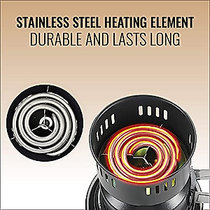 AHADU Premium Electric Charcoal Burner Coconut Coal Starter Hibachi Smart Overheating Control. Instant Coal Disk Tablet Fire Starter. Perfect Stove for Outdoor camping BBQ -Comes with Free Tong/Handle