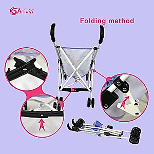 Anivia Baby Doll Collection Doll Stroller Heart Design Gifts for Toddlers and Girls Foldable Doll Stroller