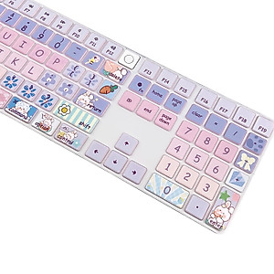 Cute Keyboard Cover Skin for 2021 Apple iMac Magic Keyboard (Model: A2520) with Numeric Keypad and Touch ID, Silicone Keyboard Protector, US Layout, Cute Bunny