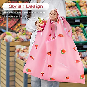 M&Sl Set of 4 Reusable Grocery Bags - Washable, Foldable, Packable Tote bags with Large Handles. Heavy Duty- Eco-Friendly Shopping Bags.