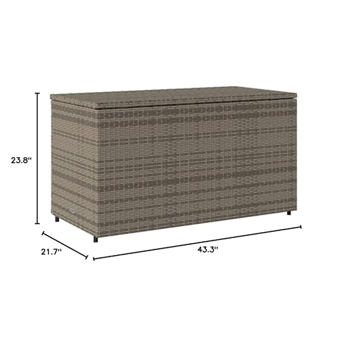 loibinfen Outdoor Wicker Storage Box, Rattan Deck Box Double Openable Door with Lid and Separate Storage Shelf for Patio, Garden Tools, Pools & Sports Equipment, Gray 43.3"x21.7"x23.8", -108