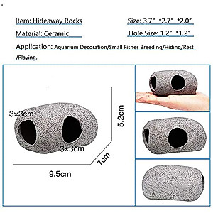 SpringSmart 2PCS Aquarium Hideaway Rocks for Aquatic Pets to Breed, Play and Rest, Safe and Non-Toxic Fish Tank Ornaments, Ceramic Decor Rocks for Betta