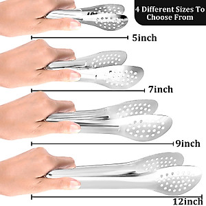 XEVOM Serving Tongs, 8 Pack, 7 Inch, Stainless Steel, Silver, Buffet Tongs