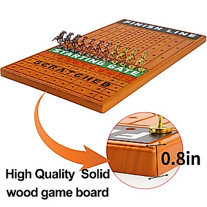 Grhonior Large 21 inches Horse Racing Board Game with 11 Luxury Metal Craft Horses Thickened Pine Finish LINE Race Game Chessboard Including 2 Sets of dice and 2 Boxes of Cards