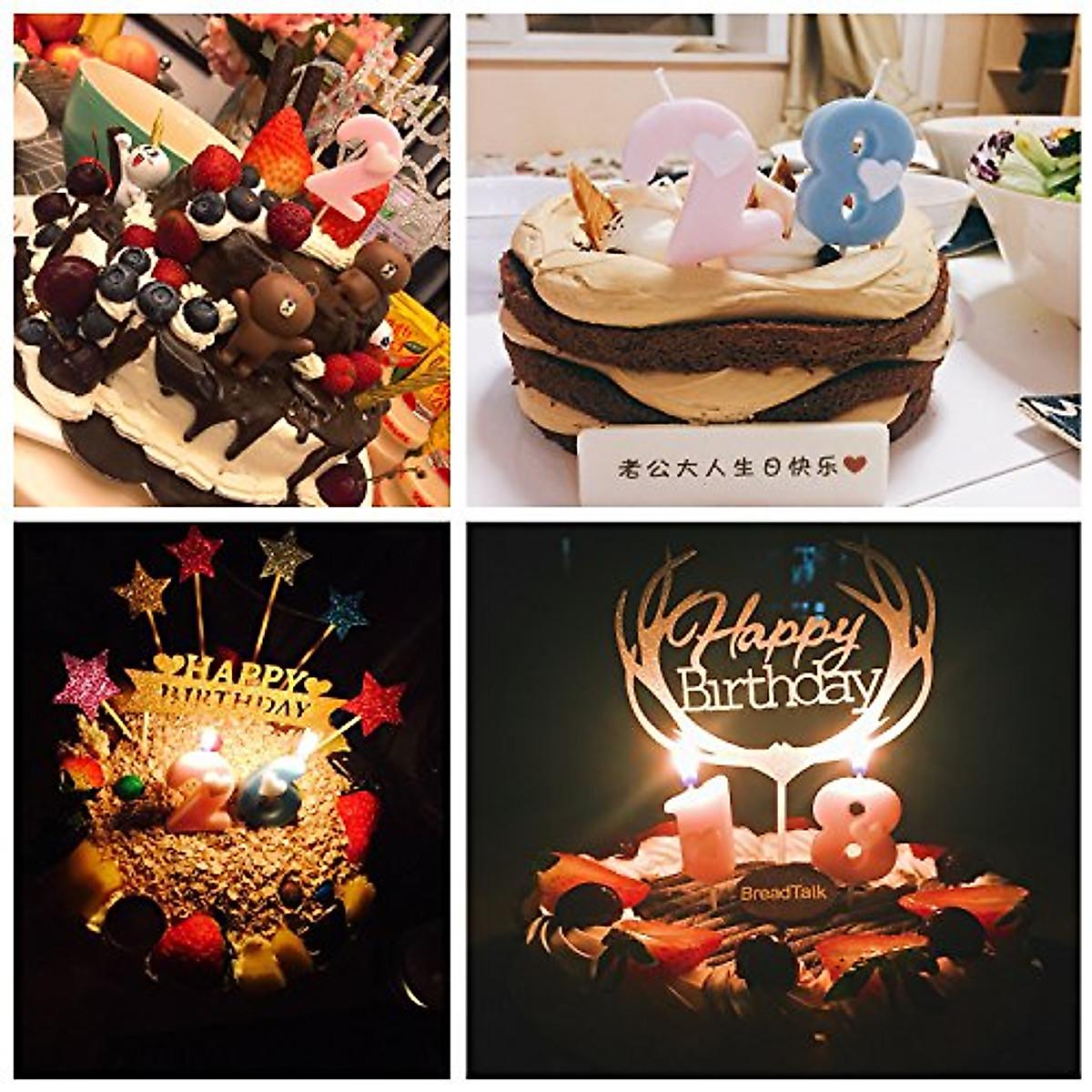 Hunger Baby Birthday Cake Topper Number 6 Candles, Pink (Number 6, Pink)