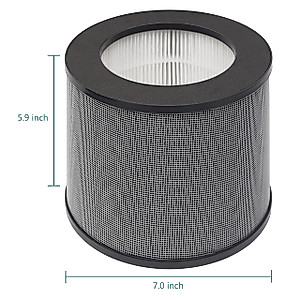 Nyemo TT-AP006 HEPA Replacement Filter Compatible with Black TT-AP006 Air Purifier, 3-in-1 H13 True HEPA with Activated Carbon Pre-Filter, 2 Pack