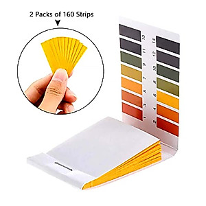 REALEGO pH Test Strips, 2PACK 160 Strips，Professional pH 1-14 Test Paper with 1mL Glass Dropper for Water,Teaching,Chemistry Experiment, Saliva and Urine