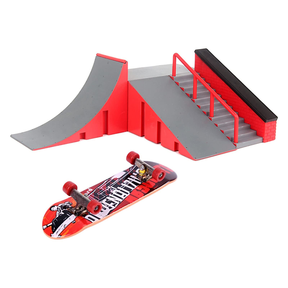 Almencla Skateboard Ramp Kit Toys Rail Parts Starter Kits Ramp Toys Novelty Finger Skateboard Mini Scooter for Party Training Finger Coordination, C