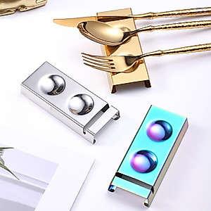 Cutlery Rests Stand for Chopsticks Spoon Fork Knife Rest Rack 304 Stainless Steel Flatware Holder Set of 6 for Dining Table Hotel Restaurant (Silver, 10X4X1.5CM)