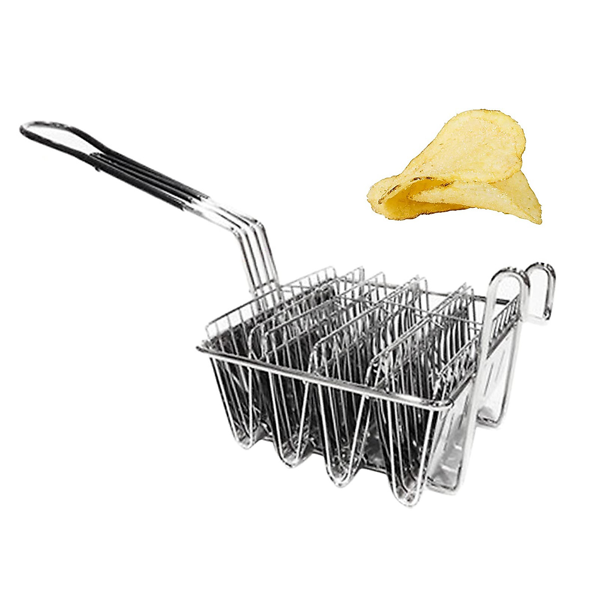 LOVIVER Taco Deep Shell Fryer Basket Taco Holder Basket with Grip Handle, Practical, 4/6 Shells Optional - 4 Shells