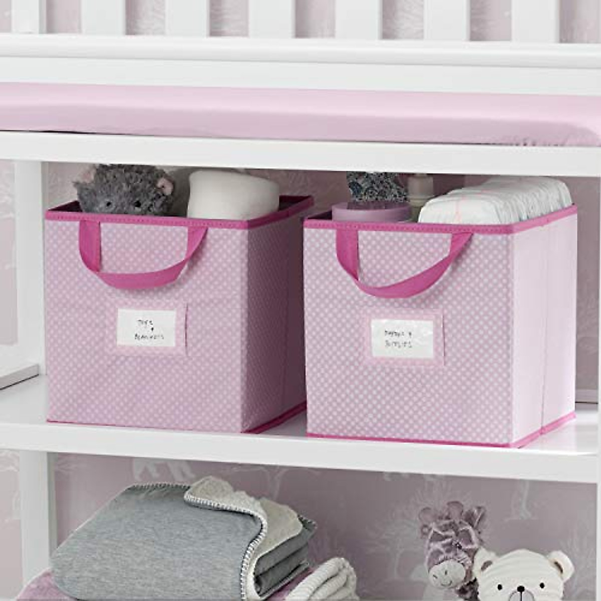 Delta Children 12 Piece Foldable Storage Cubes/Bins, Barely Pink