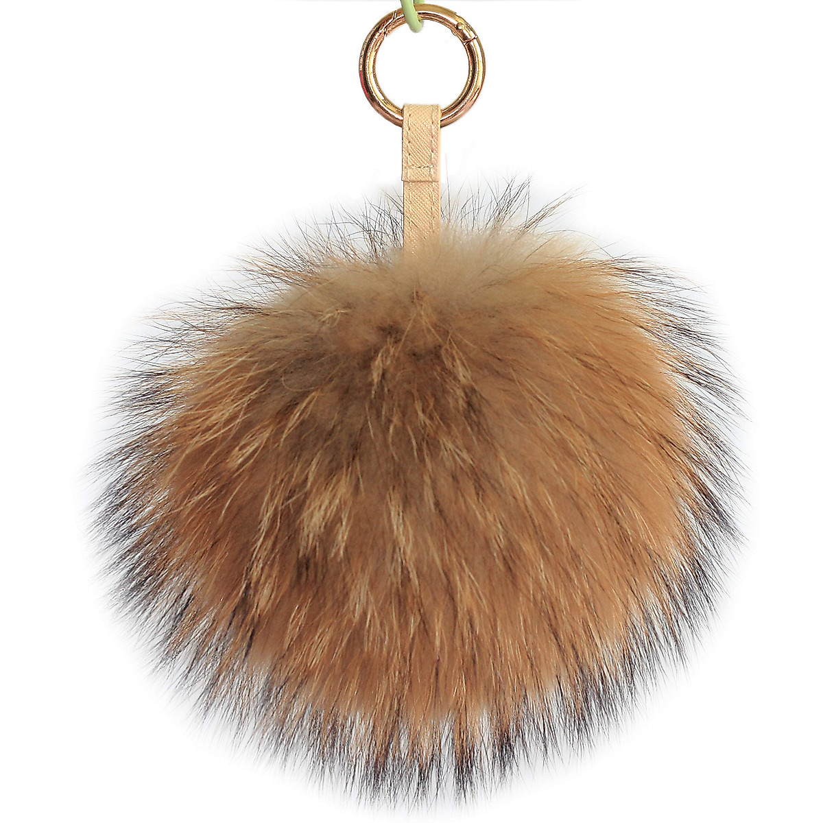 Fosrion 6.3" Diameter Big Raccoon Fur Pom Ball for Shoes Boots Hat Handbag Charms DIY Snap Button or Clasp (Clasp, Natural)