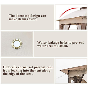 KEDY 11'x11' Pop Up Gazebo with Mosquito Netting, Outdoor Canopy Gazebo Tent for Patio, Deck and Backyard, w/Carry Bag, Beige