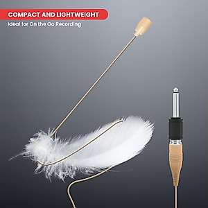 PYLE-PRO Over Ear Boom Microphone Headset - Professional Hands Free Omnidirectional Wired Audio Condenser Microphone Headset w/ 3.5mm / 1/4" Adapter, 1.2m Cable, and Windscreen - PMEM1 (Beige)