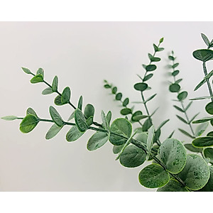 Fawoert 10Pcs Artificial Eucalyptus Leaf Stem, Gray-Green Artificial Plant Branches for Home Garden Core Wedding Decoration.
