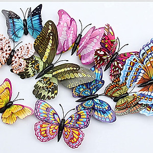 3D Butterfly Wall Decor,12pcs Double Wings Butterfly Decorations, Butterfly Party Decorations,Glow in the Dark Butterfly Decoration For Bedroom Decorations Butterfly Wall Stickers and Butterfly Wall Decals (Colorful)