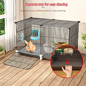 Guinea Pig Cage Bunny Cages Small Animal Cage Foldable Rabbit Cage Hutch with Pull Out Tray and Caster Platform for Ferret Chinchilla (Size : 42.9)