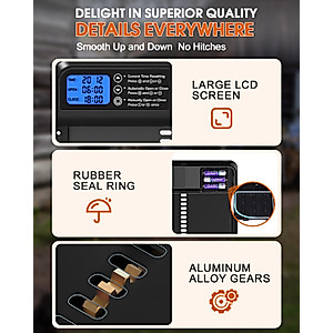 Hopet Automatic Chicken Coop Door with Timer Large LCD Display 2023 Upgraded Electric Battery Powered Aluminum Chicken Coop Door Accessories Poultry Door Opener Training Flock