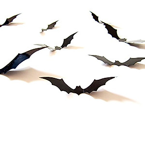 120 PCS DIY Halloween Party Supplies PVC 3D Decorative Scary Bats Wall Decal Wall Sticker Halloween Eve Decor Home Window Decoration Set Black