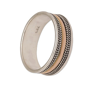 NOVICA No Stone Yellow Gold & Sterling Band Ring 'Way of Gold'