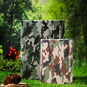 Dtiafu 12 pcs Camo Wrapping Paper Bundle for Women Men Boys Girls Kids - 6 Style Army Gift Wrap for Birthday Wedding - 20 X 28 Inch Per Sheet