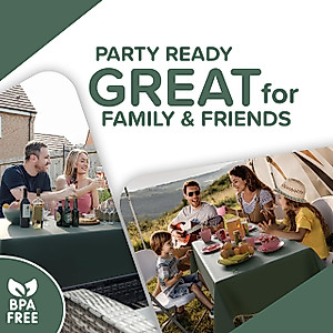 Exquisite Green Vinyl Tablecloths - 70 in. Round - Pack of 3 Round Tablecloth - Green Flannel Backed Vinyl Tablecloths for Round Tables - Plastic Table Cloths with Flannel Backing - Waterproof