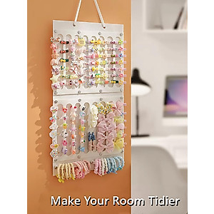 Aiqriwv 2 Pack Hair Bows Holder,Hair Clips Storage Hanger Large Capacity,Hair Bows Organizer Wall Hanging for Girl Room,Hair Accessories Organizer（White）