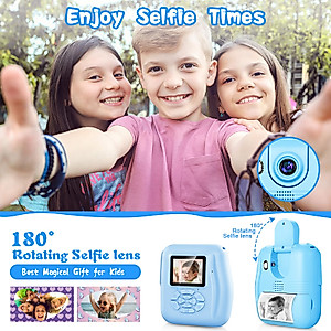 WEOLULI Kids Camera Instant Print, Birthday Gifts for 3 4 5 6 7 8 9 Year Old Girls Boys,Digital Camera for Toddler,Toys for Kids Age 4-8 with 3 Rolls Print Paper,32GB Card(Blue)