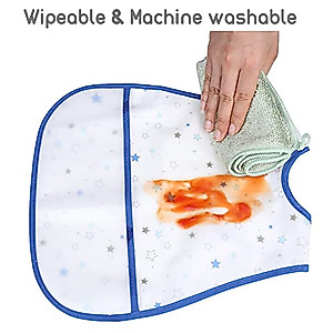 Baby bibs Waterproof Toddler bib - Feeding bib with Pocket for Infant Boy Girl Washable 6-36M