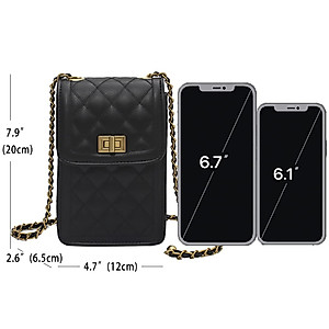 Seagloca 7.9“ Women PU Leather Quilted Crossbody Bag Shoulder Bag Phone Wallet Purse Chain Bag Clutch (White)