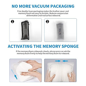 Aukee Memory Foam Car Neck Pillow Soft Leather Headrest for Driving Home Office Black (1PC)