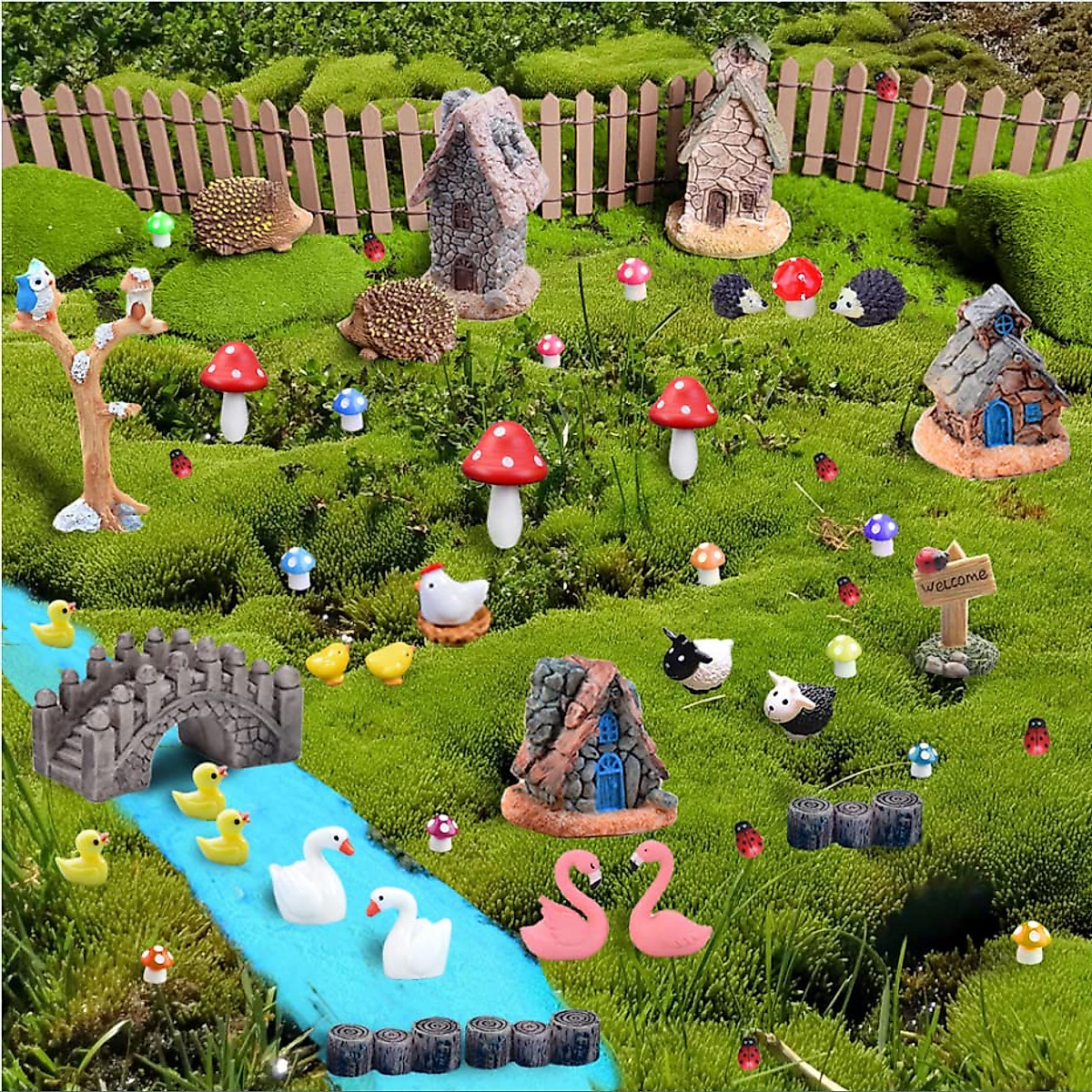 BEZALEL Fairy Garden Accessories - Fairy Garden Miniatures Figurines Fairy Garden Kit for Kids Fairy House Accessories for Yard Bonsai Succulent Terrarium Decorations - Micro Landscape Ornaments Kit