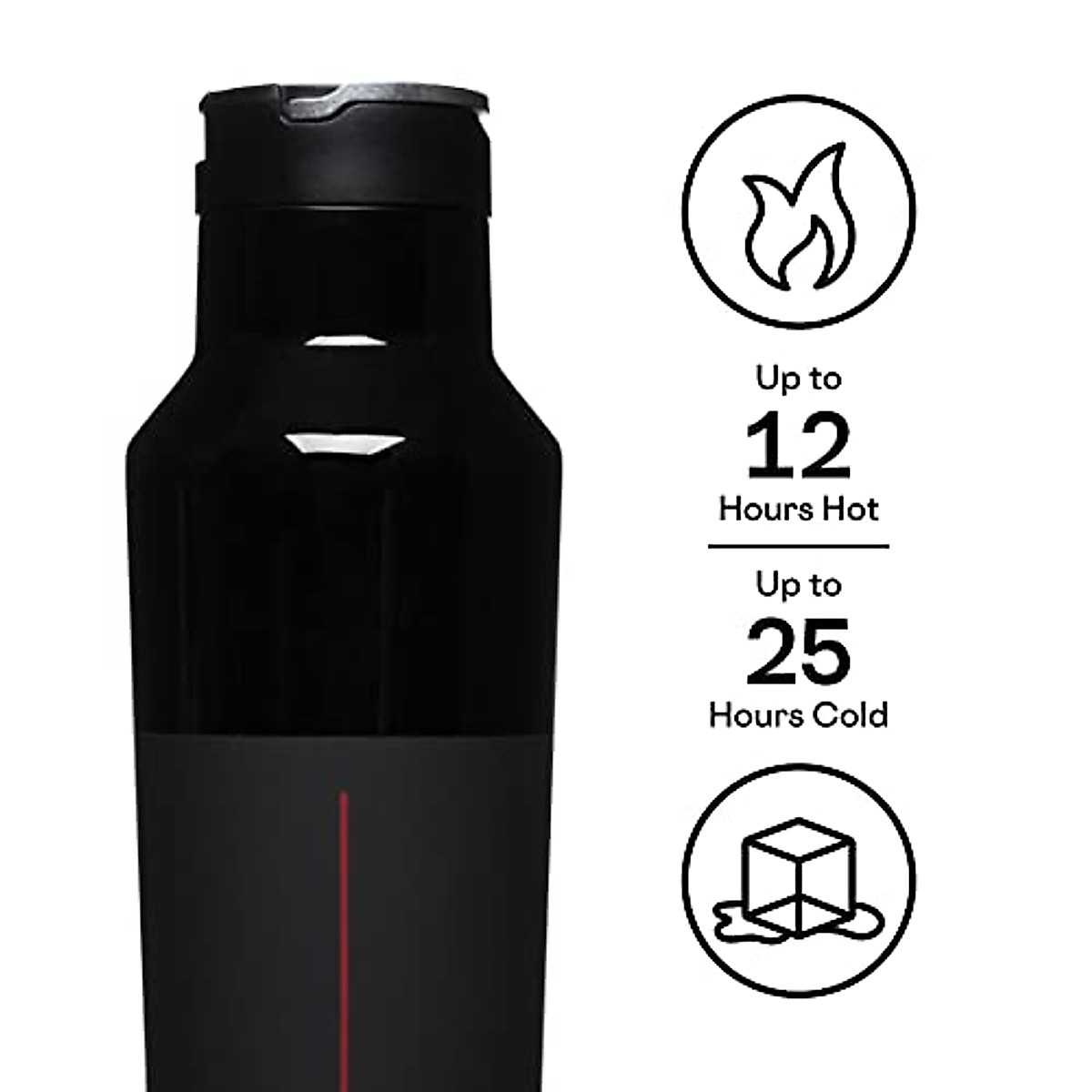 Corkcicle Star Wars 20 Ounce Sport Canteen Triple Insulated Stainless Steel Water Bottle with Straw Cap and Folding Metal Handle, Darth Vader
