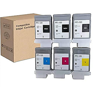 YOUEXPERT PFI120 Compatible with Canon PFI120 Cartridge Pigment Replacement for Canon TM-300 IPF TM-200 IPF TM-205 IPF IPF TM-305 ( 2MBK/BK/C/M/Y6-Pack) 130ML