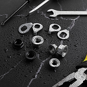 Yolev 6PCS Bike Wheel Axle Nut and 4PCS Safety Washer Kit Bicycle Hub Flanged Axle Nut Steel Flange Nuts Wheel for Front and Rear Bike Wheel Mountain Road