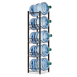 Water Cooler Jug Rack Dispenser 5 Tier Stainless Steel Heavy Duty Detachable Water Bottle Storage Shelf Organizer for 5 Gallon Water Jug Holder for Home Office Kitchen Breakroom