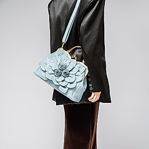 SUNROLAN Women's Evening Clutches Handbags Formal Party Wallets Wedding Purses Wristlets Ethnic Totes Satchel (9156 Blue)