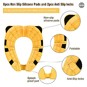 Travel Potties,Toddler Potty Seat Cover Travel Portable Potty Seat for Kids Non-Slip Foldable Toilet Seat Pad with Carry Bag & Splash Guard Yellow