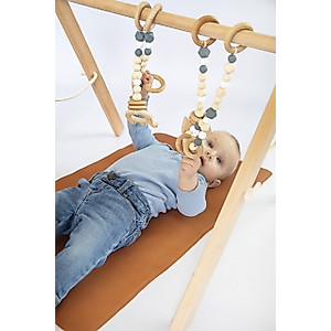 SONDER Double Sided Vegan Leather Changing Mat - Infant and Toddler Multipurpose Portable Waterproof Diaper Pad - Compact for Travel - Deluxe Diaper Changer (14" x 22", Sugar Almond + Honey Gold)