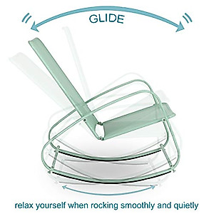 Sophia & William Outdoor Patio Rocking Chair Padded Steel Rocker Chairs Clearance Support 300lbs, Green