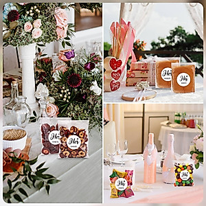 AIOMOB 100 Set His Her Favorite Stickers Candy Bags Wedding Favor Stickers 4x6 Inches Self Sealing Cellophane Bags for Wedding Favor Labels Guest Welcome Bag Stuffers Bulk