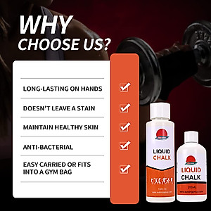 Liquid Chalk, Mess-Free Gym Chalk for Weightlifting, Sports Chalk, Gym Chalk,Work Out Chalk Liquid Fit Grip, Rock Climbing Chalk, Sweat-Resistant and Long Lasting for Stronger Grip (50ml / 1.76 OZ)