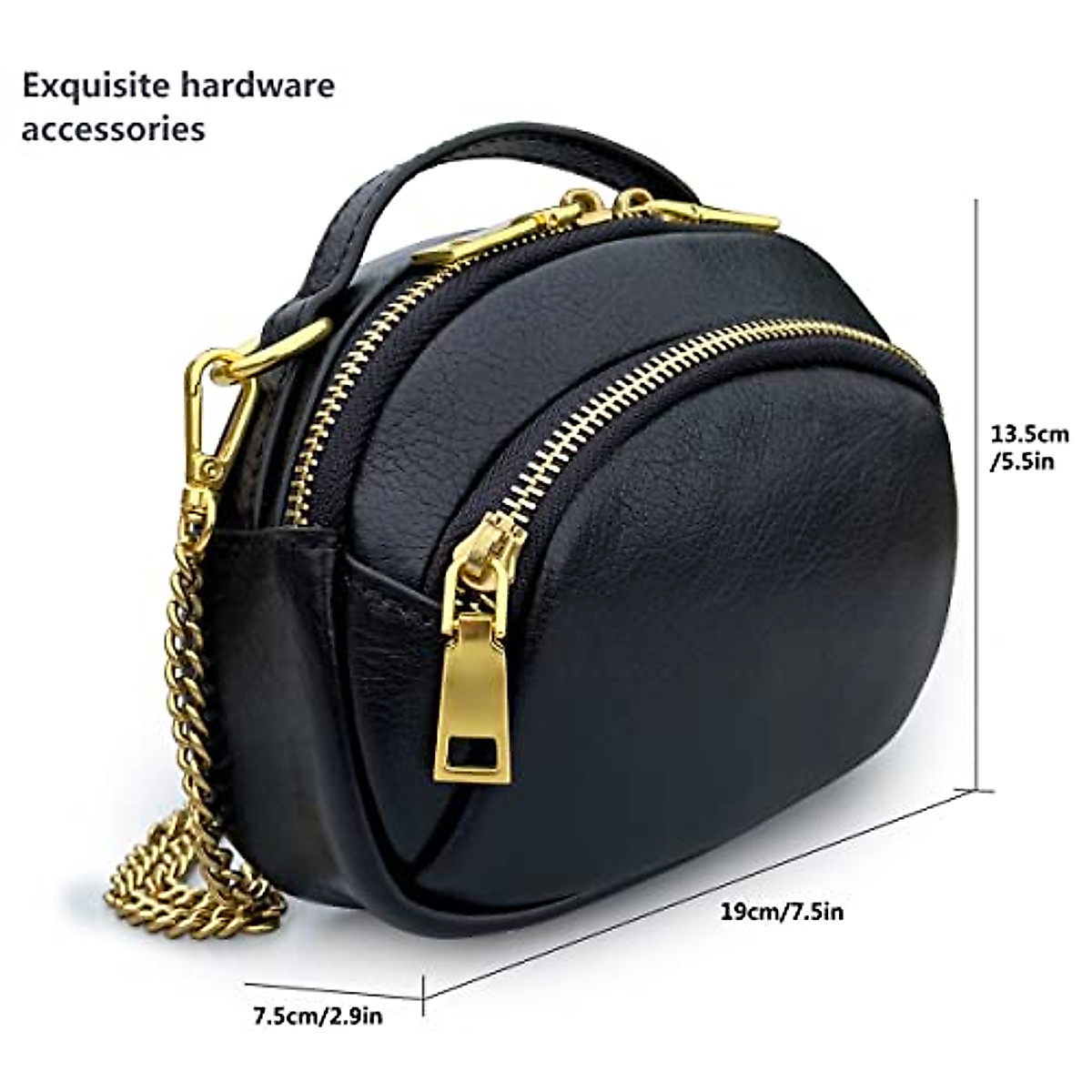 Leather Bags Purses and Handbags Shoulder Bags for Women Soft Leather Ladies Crossbody Bag Top handle satchel Bag Mini Bag (Black)