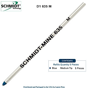 5 Pack - Schmidt 635 Mini D1 Refills - Blue