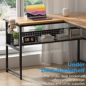 GreenForest King Size Bed Frame Easy Quick Assembly Metal Platform Bed Base and 69 inch L Shaped Desk with Drawers and Power Outlet and USB Ports