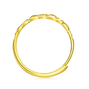 CHOW SANG SANG 999.9 24K Solid Gold Price-by-Weight 2.99g Gold Shimmering and Polished Finished Band Ring for Women 28602R | Size Adjustable