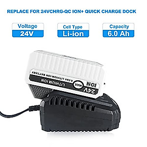 Gemho 6.0Ah 24V Replacement Battery Compatible with Snow Joe Compatible with Sun Joe iON+ System 24V 24BAT-LTX 24VBAT-LTW 24VBAT-LTE 24VBAT-LT 24VBAT 24VBAT-XR Lithium Ion Power Tool Battery
