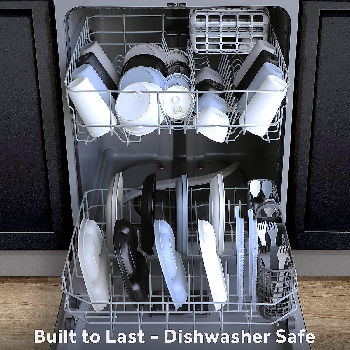 Re-Play Made in USA 12 Oz. Reusable Plastic Bowls, Pack of 4 Without Lid - Dishwasher and Microwave Safe Bowls for Snacks and Everyday Dining - Toddler Bowl Set 5.75" x 5.75" x 2", Monochrome