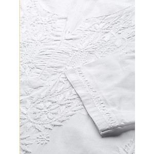 Ada Indian Hand Embroidered Chikankari White Cotton Top Tunic Kurti Shirt for Women A208704 (X-Small)